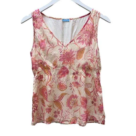 White + Warren | Tops | White Warren Sleeveless Floral Blouse Fully ...